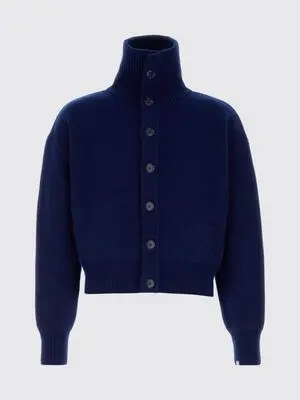 Extreme Cashmere High-neck Button-up Cardigan In 100% Cashmere - Blue