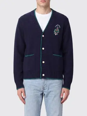 Casablanca Wool And Cashmere Cardigan With Crest And Contrast Trim - Multicolor