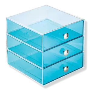 IDESIGN Stackable 3-drawer Vanity Makeup Organizer Aqua - Blue