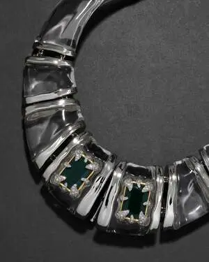Alexis Bittar Silverlake Lucite Crystal Baguette Bib Necklace