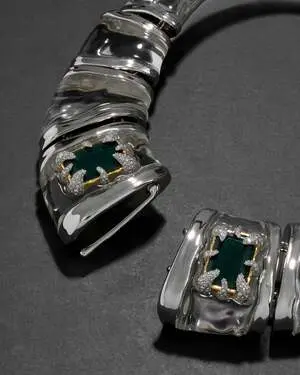 Alexis Bittar Silverlake Lucite Crystal Baguette Bib Necklace