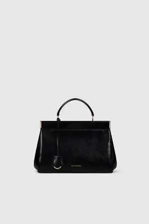 Victoria Beckham Sloane Frame Bag 28 Distressed Leather - Black