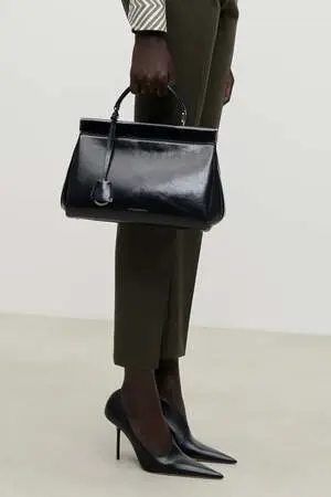 Victoria Beckham Sloane Frame Bag 28 Distressed Leather - Black