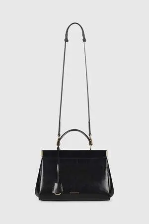 Victoria Beckham Sloane Frame Bag 28 Distressed Leather - Black