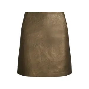 Ralph Lauren Carreen Foiled Lambskin Skirt