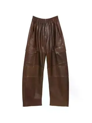 PETAR PETROV Leather Cargo Pants - Brown