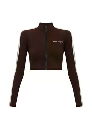 Palm Angels Logo-print Zip-up Cropped Sweatshirt