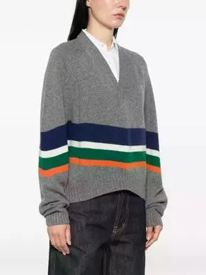 CIRCUS HOTEL Striped V-neck Sweater
