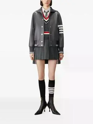 Thom Browne Leather 4-bar Oversized Blouson Jacke