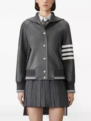 Thom Browne Leather 4-bar Oversized Blouson Jacke