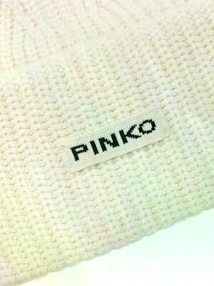 Pinko Logo-patch Ribbed-knit Beanie Hat