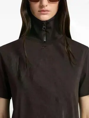 COURREGES Zip-neck Ribbed-collar T-shirt