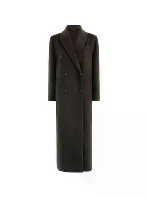 Brunello Cucinelli Hand-crafted Coat In Cashmere Double Beaver Cloth With Monili - Brown