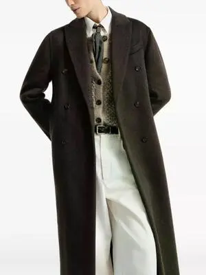 Brunello Cucinelli Hand-crafted Cashmere Double Beaver Cloth Coat With Monili