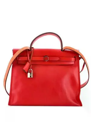 Hermès Herbag Zip Berline Vache Canvas And Leather 31 Shoulder Bag