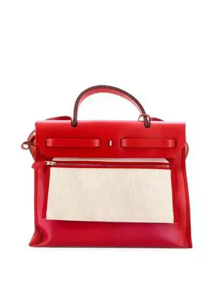 Hermès Herbag Zip Berline Vache Canvas And Leather 31 Shoulder Bag