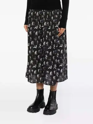 AGNES B. Dancing Graphic Print Pleated Skirt