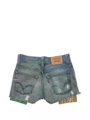 HTC LOS ANGELES Bandana-insert Distressed Mini Shorts - Blue