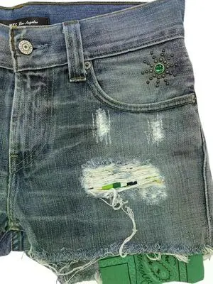 HTC LOS ANGELES Bandana-insert Distressed Mini Shorts