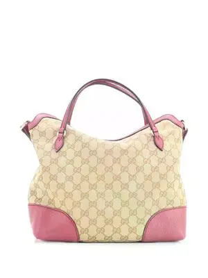 Gucci Bree Convertible Top Handle Bag Gg Canvas With Leather Medium Tote Bag