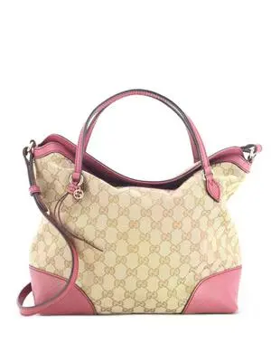 Gucci Bree Convertible Top Handle Bag Gg Canvas With Leather Medium Tote Bag - Brown