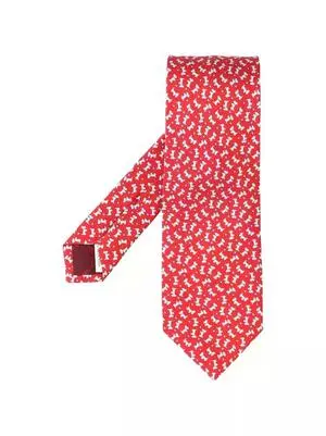 FERRAGAMO Dog-print Silk Tie - Red
