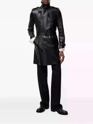 Burberry Mid-length Leather Kensington Trench Coat