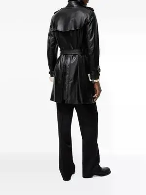 Burberry Mid-length Leather Kensington Trench Coat