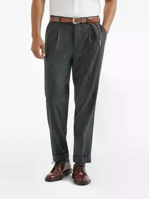 Brunello Cucinelli Virgin Wool Flannel Trousers With Pleat