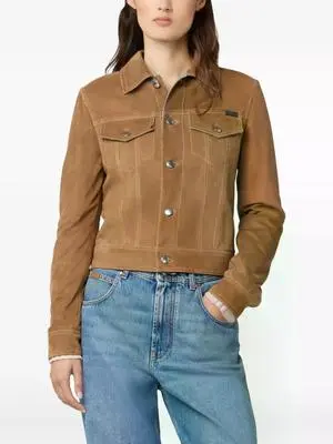 TOD'S Trucker Jacket In Pashmy Suede - Brown