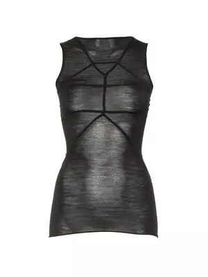 Rick Owens Sheer Panelled Boat Neck Sleeveless Top - Black