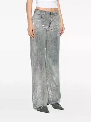 CIRCUS HOTEL Embellished Wide-leg Jeans