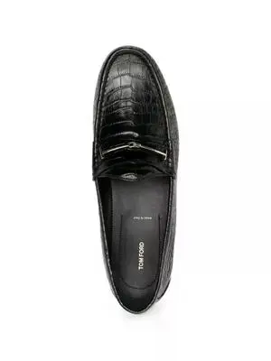 TOM FORD Crocodile-effect T-bar Loafers