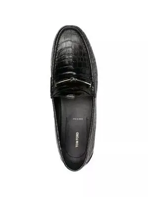 TOM FORD Crocodile-effect T-bar Loafers