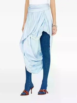 DIESEL® Draped Satin Midi Skirt With Lace-trim