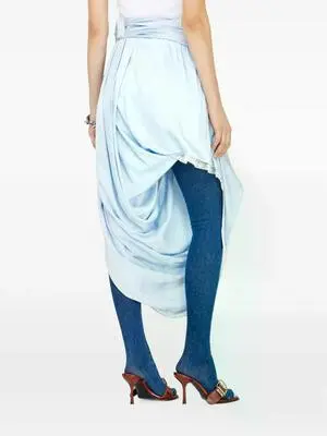 DIESEL® Draped Satin Midi Skirt With Lace-trim
