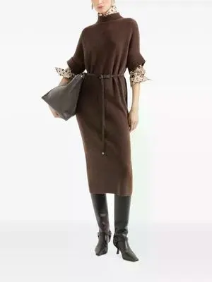 Brunello Cucinelli Cashmere Rib-knit Mock Neck Maxi Dress