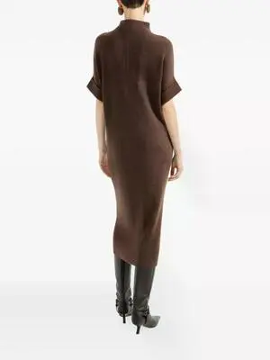 Brunello Cucinelli Cashmere Rib-knit Mock Neck Maxi Dress