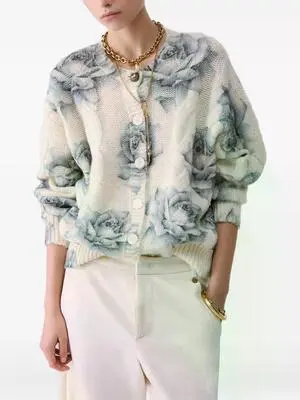 Liu Jo Wool Cardigan With Rose Print