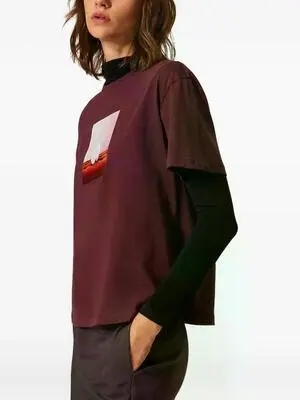 TWINSET Regular Crewneck T-shirt With Print - Red