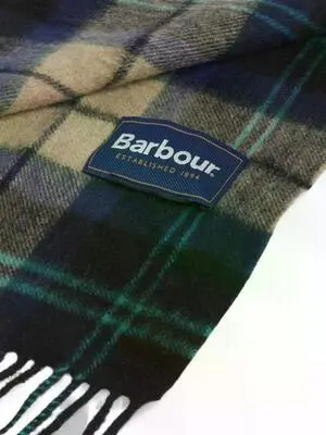 Barbour Tartan-check Fringed Scarf - Blue