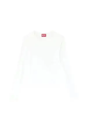 DIESEL® Rucked-up Long-sleeve T-shirt In Double-layer Jersey - White