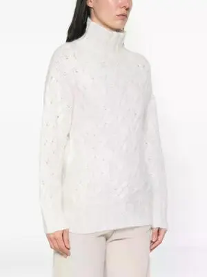 Fabiana Filippi Cable-knit Sequin-embellished Sweater - Neutrals