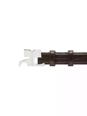 COURREGES Croc-embossed Leather Belt - Brown