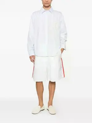 Jacquemus Vertical-stripe Logo-patch Shirt - White