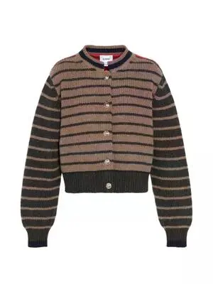 BARRIE Stripe-pattern Chunky-knit Cardigan - Brown