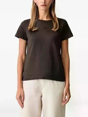 Pinko Love Birds-logo Cotton T-shirt - Brown