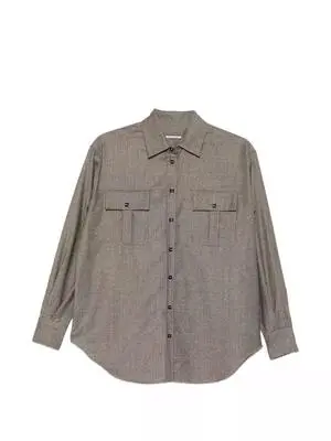 Tagliatore Virgin Wool Houndstooth Button-up Shirt - Grey