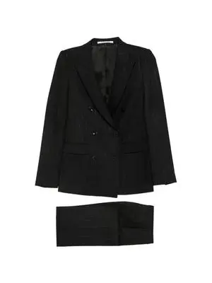 Tagliatore Pinstripe Double-breasted Suit - Black