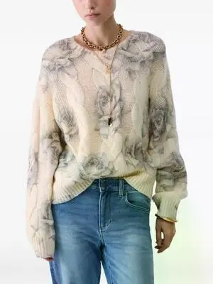 Liu Jo Wool Sweater With Rose Print